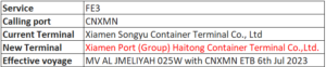 ONE announces FE3 service terminal change at Xiamen - Port Technology ...